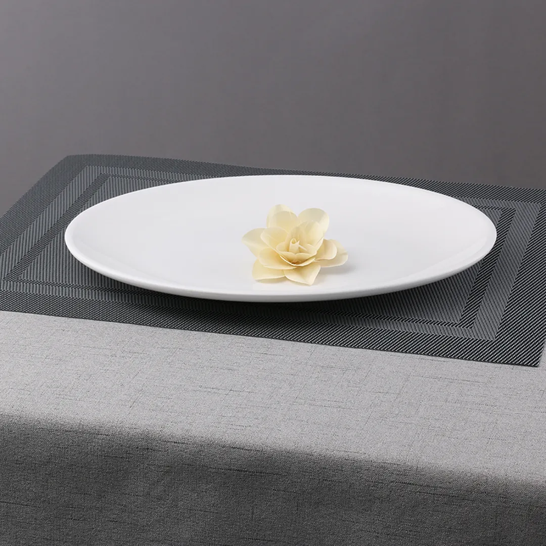 瓷白密胺椭圆盘(12英寸)-酒总易快得